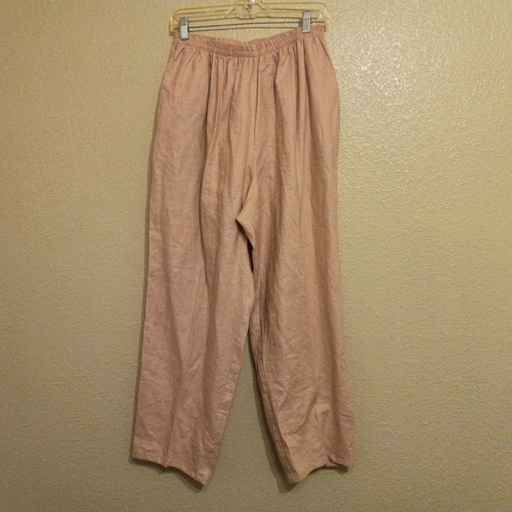 David Dart Blush Pink Pull On Linen Pants - Gem